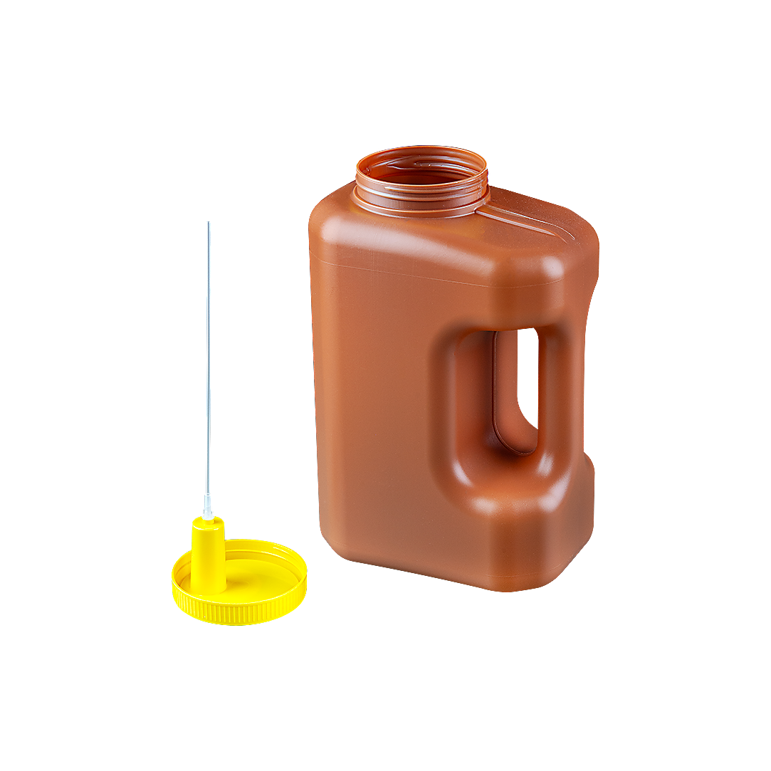 24h urine collection container with ergonomic handle and aspiration ...